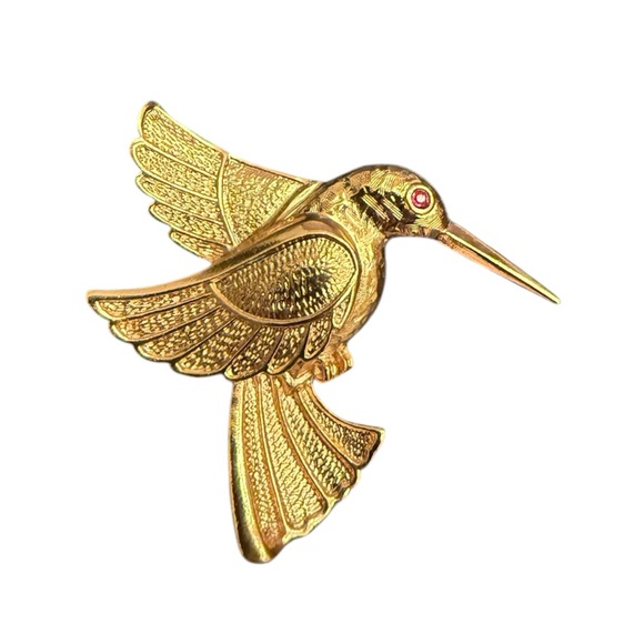 Avon | Jewelry | Vintage Avon 99 Gold Tone Hummingbird Brooch Bird Pin ...